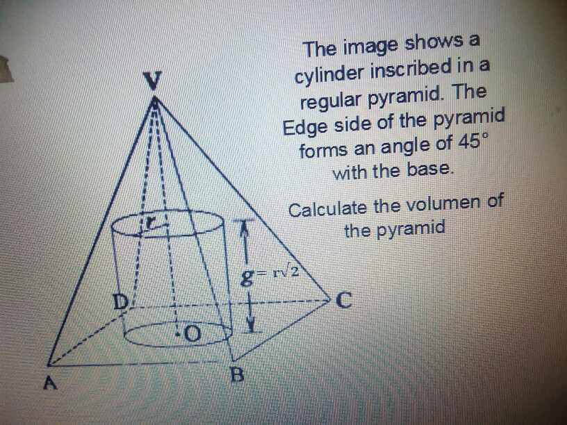 Solved The image shows a cylinder inscribed in a regular | Chegg.com