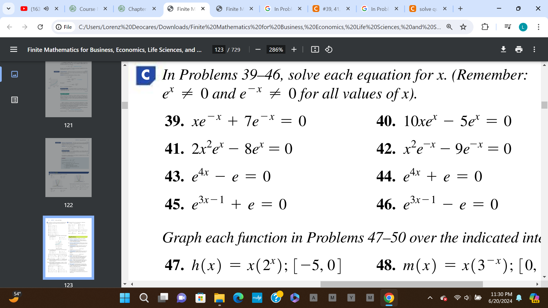 Solved C In Problems 39-46, ﻿solve each equation for x. | Chegg.com