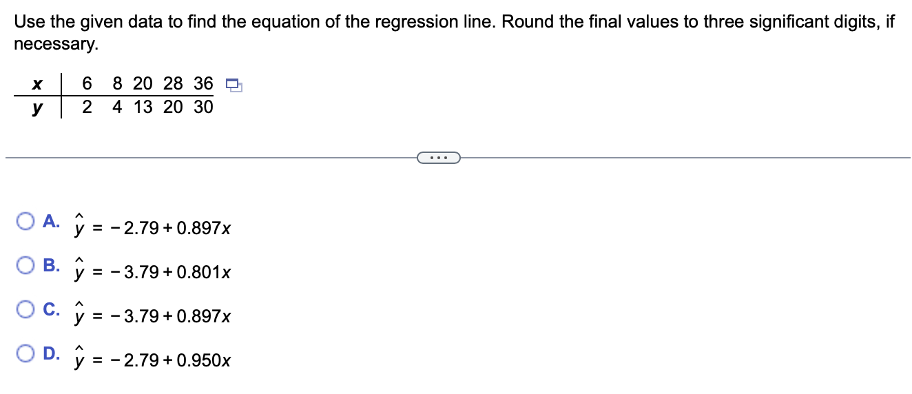 Solved Use the given data to find the equation of the | Chegg.com
