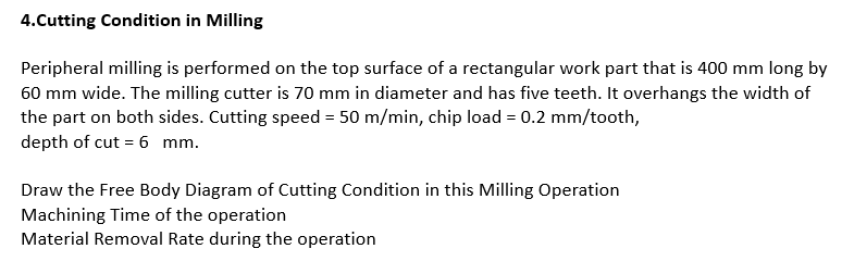Solved 4.Cutting Condition in Milling Peripheral milling is | Chegg.com