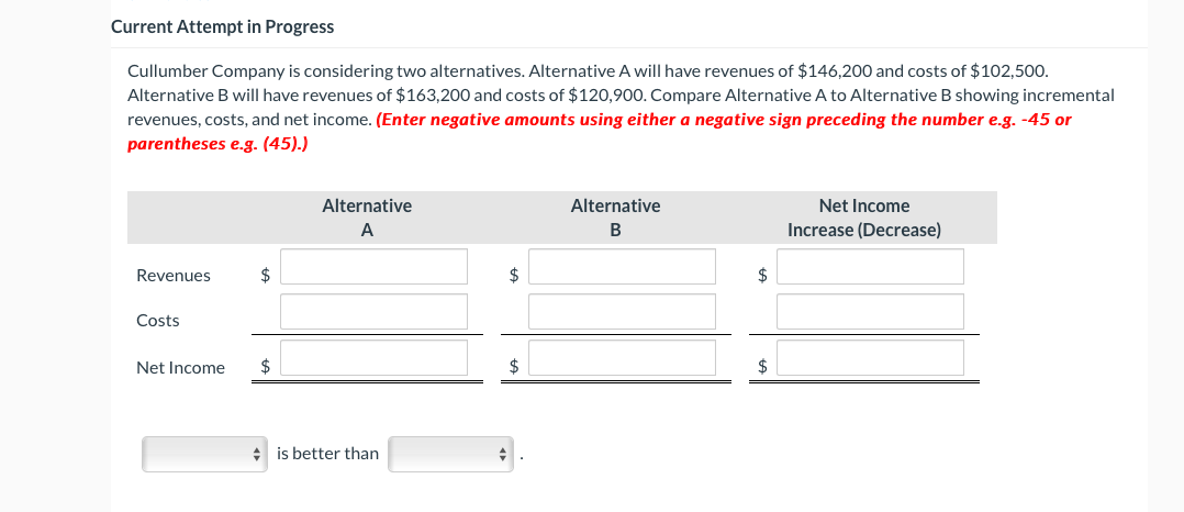 Solved Current Attempt in Progress Cullumber Company is | Chegg.com