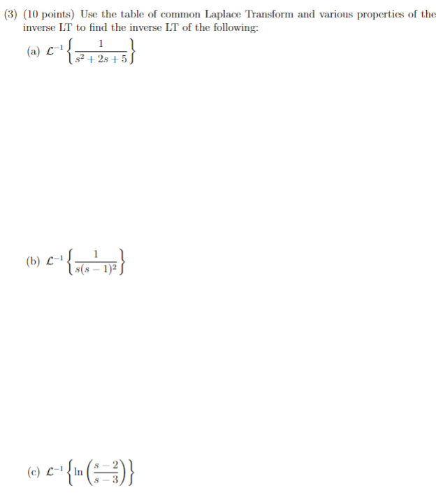 Solved 3) (10 points) Use the table of common Laplace | Chegg.com