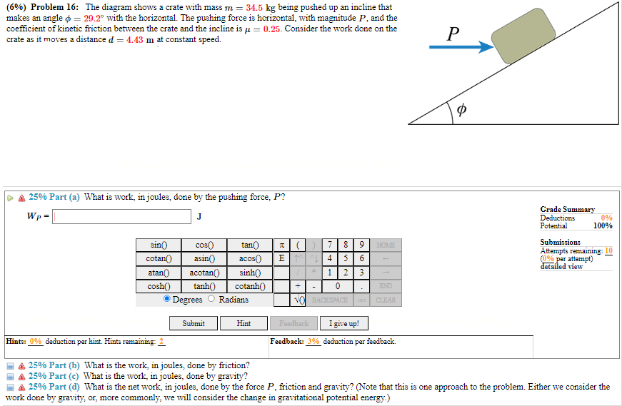 Solved (6\%) Problem 16: The diagram shows a crate with mass | Chegg.com