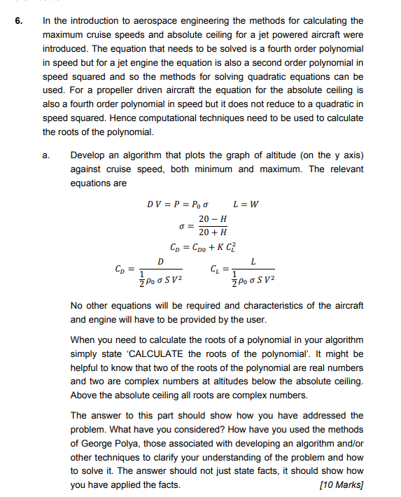 6. In the introduction to aerospace engineering the | Chegg.com