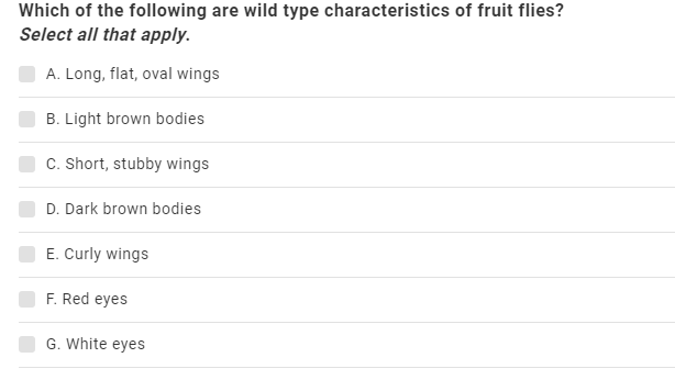 Solved Which of the following are wild type characteristics | Chegg.com