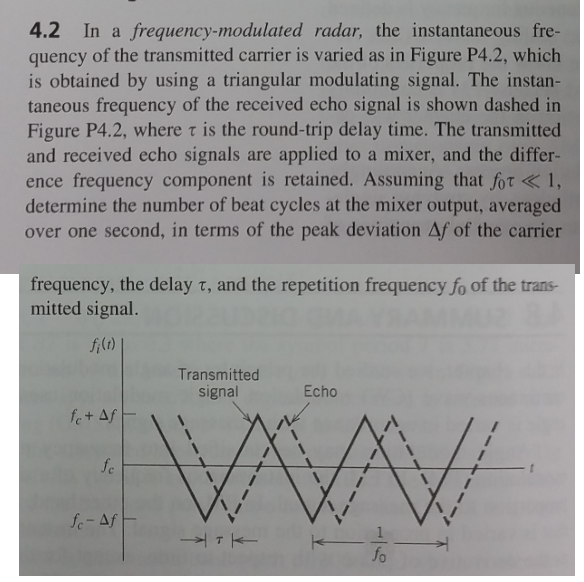 4.2 In a frequency-modulated radar, the instantaneous | Chegg.com