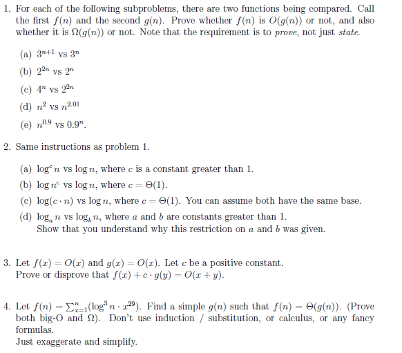 Solved 1. For each of the following subproblems, there are | Chegg.com