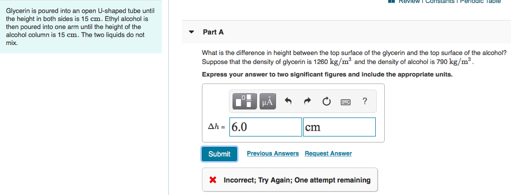 Solved Review Consti Table Glycerin is poured into an open | Chegg.com