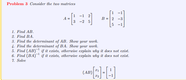 Solved Problem 3 Consider the two matrices | Chegg.com