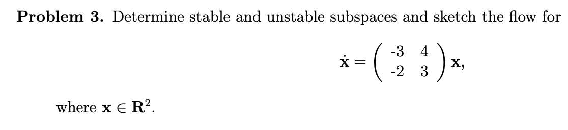 Solved Problem 3. Determine stable and unstable subspaces | Chegg.com
