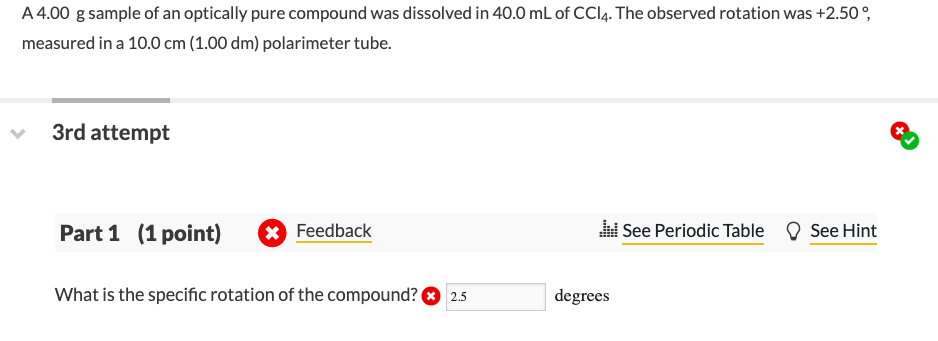 Solved A4.00 g sample of an optically pure compound was | Chegg.com