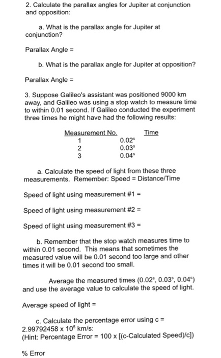 Solved Calculate the parallax angles for Jupiter at | Chegg.com