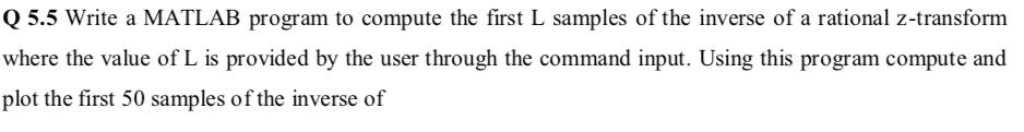 Solved Q 5.5 Write a MATLAB program to compute the first L | Chegg.com