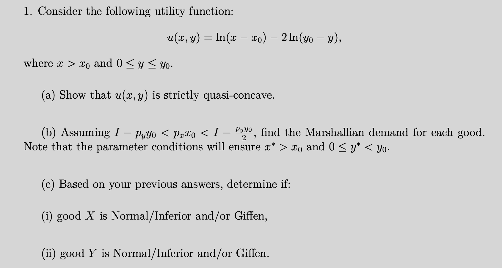 1. Consider the following utility function: U(x, y) = | Chegg.com 1. Consider the following utility function: U(x, y) = | Chegg.com