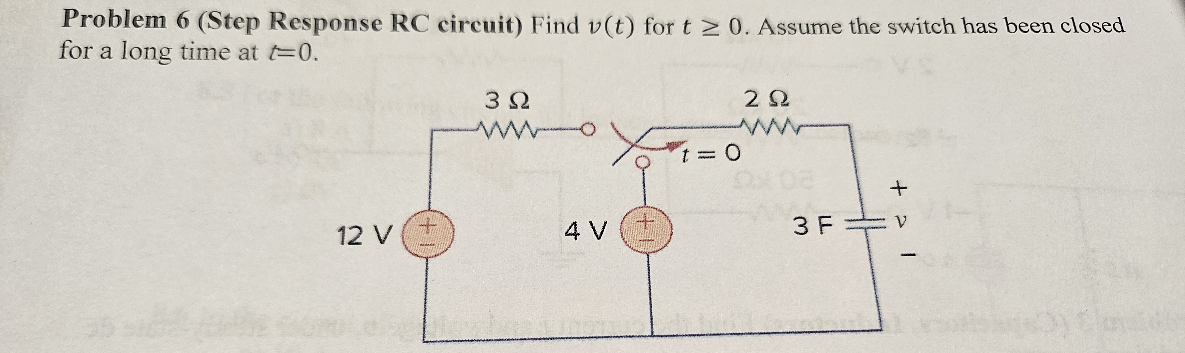 Solved Problem 6 (Step Response RC circuit) ﻿Find v(t) ﻿for | Chegg.com