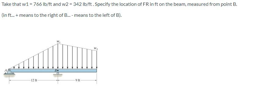 Solved Take that w1 = 766 lb/ft and W2 = 342 lb/ft. Specify | Chegg.com