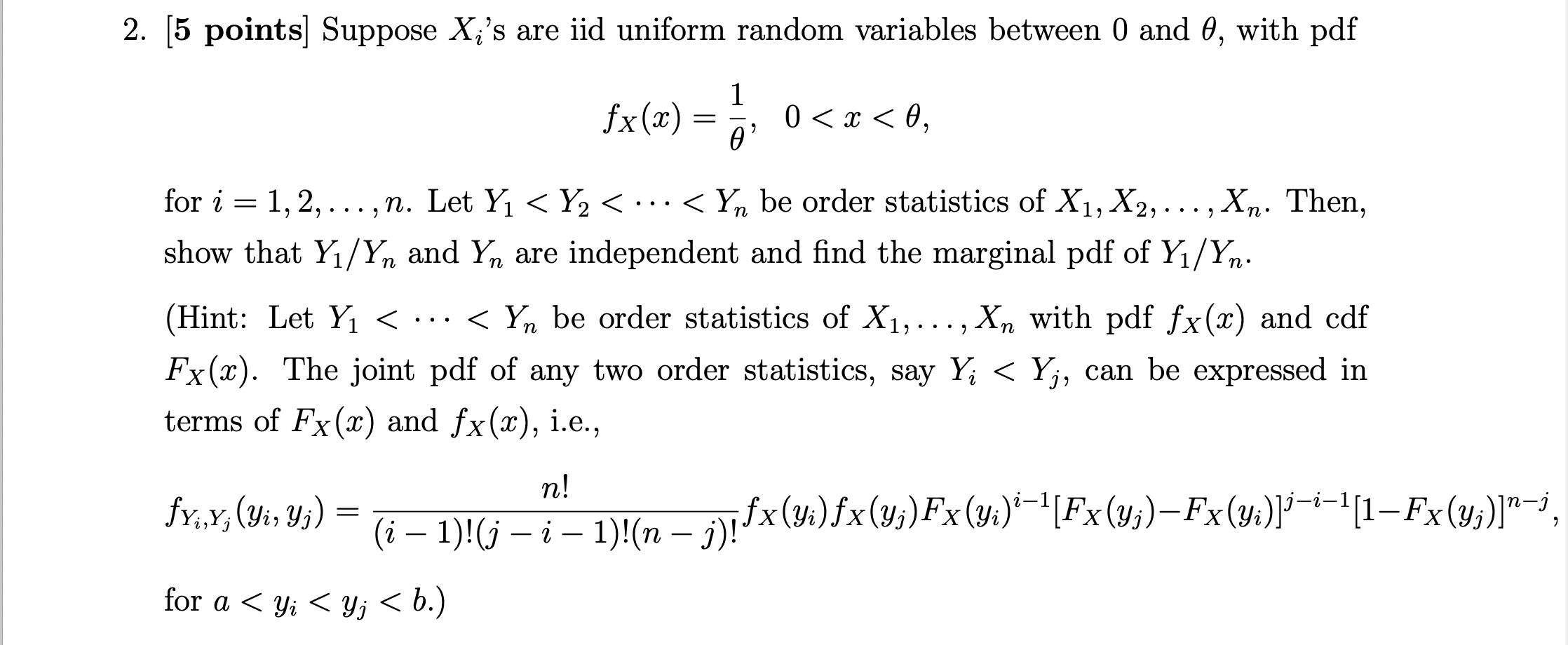 Solved 2. [5 points] Suppose Xi’s are iid uniform random | Chegg.com