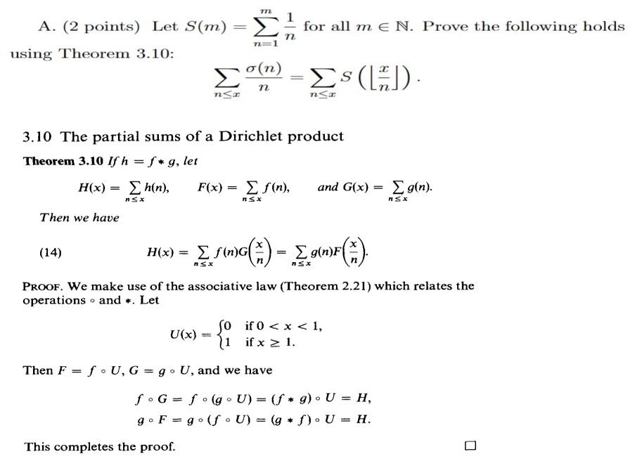 A. (2 points) Let S(m)=∑n=1mn1 for all m∈N. Prove the | Chegg.com