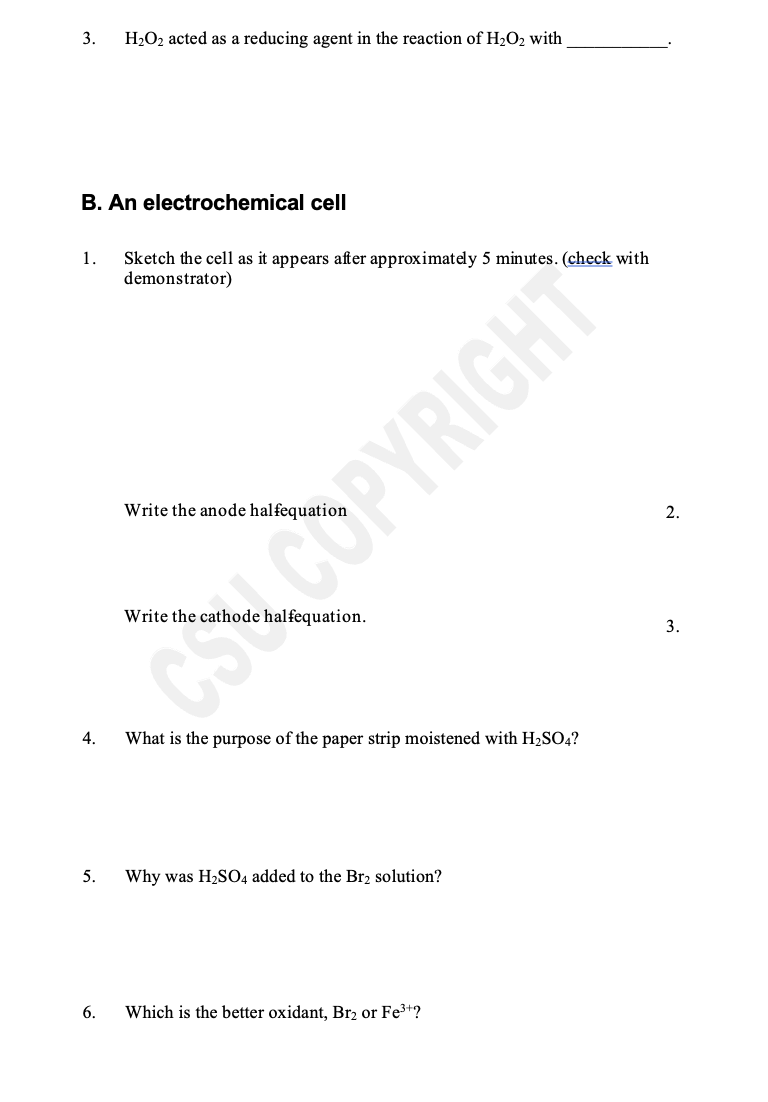 Experiment 5 Aspects of oxidation-reduction Outline | Chegg.com