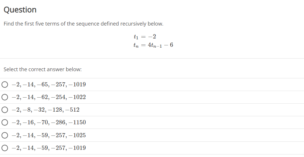 Solved Find the first five terms of the sequence defined | Chegg.com