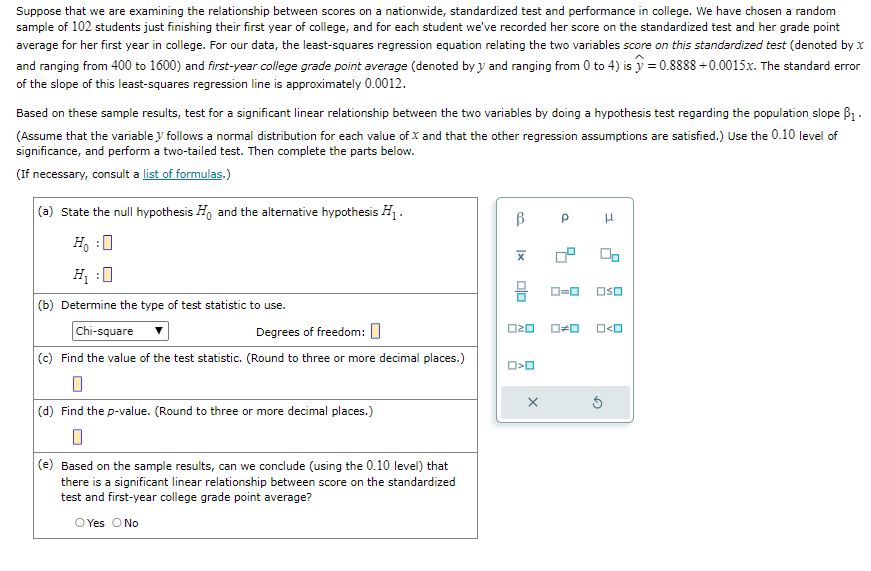 Solved Suppose that we are examining the relationship | Chegg.com