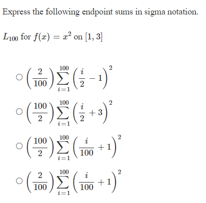 Solved Express the following endpoint sums in sigma | Chegg.com