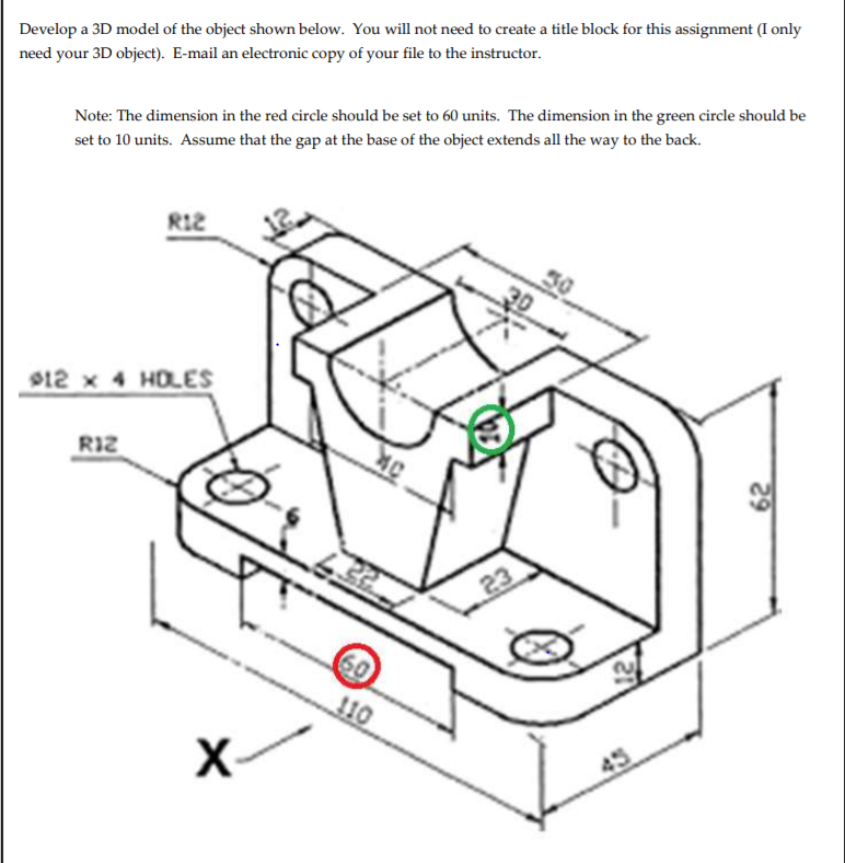 Solved Using AutoCad: Develop a 3D model of the object shown | Chegg.com