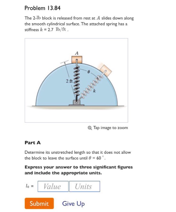 Solved Problem 13.84 The 2-lb block is released from rest at | Chegg.com