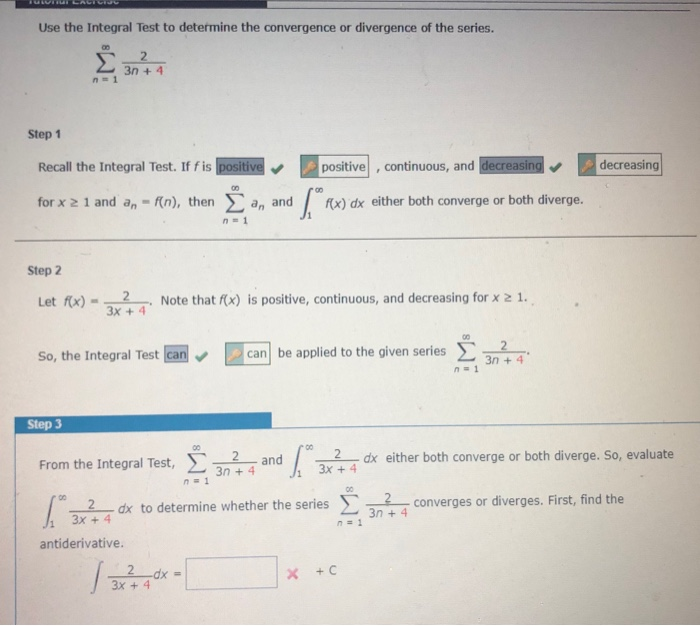 Solved Use the Integral Test to determine the convergence or | Chegg.com