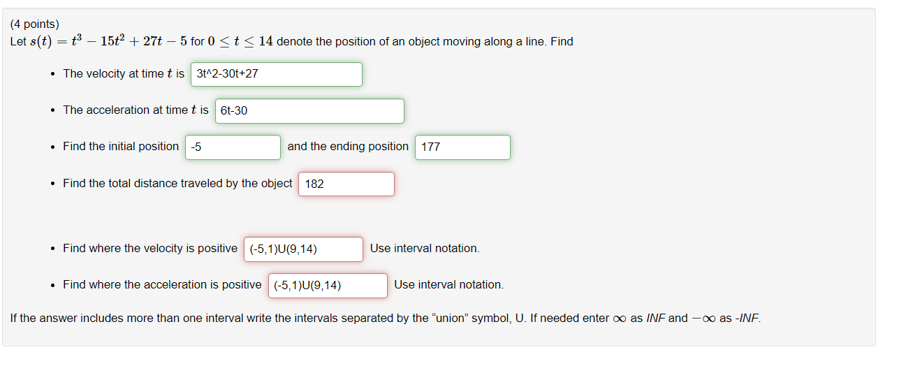 Solved (4 points) Let s(t)=t3−15t2+27t−5 for 0≤t≤14 denote | Chegg.com