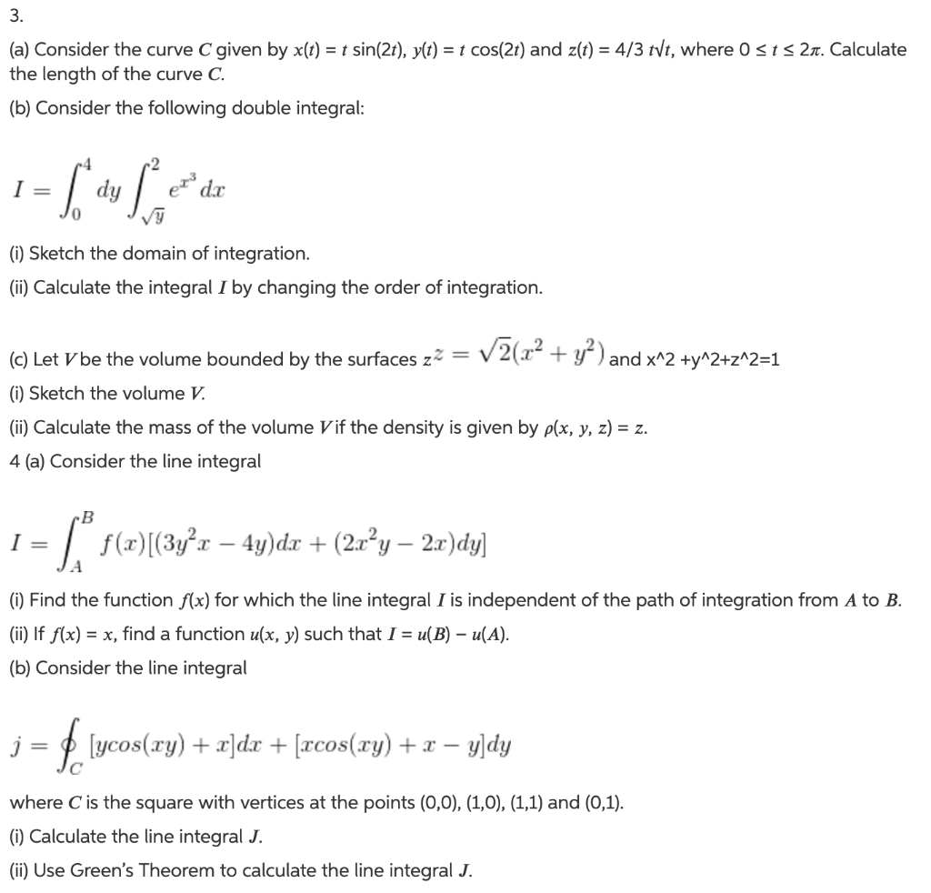 Solved 3 A Consider The Curve C Given By X T Sin2t 4985