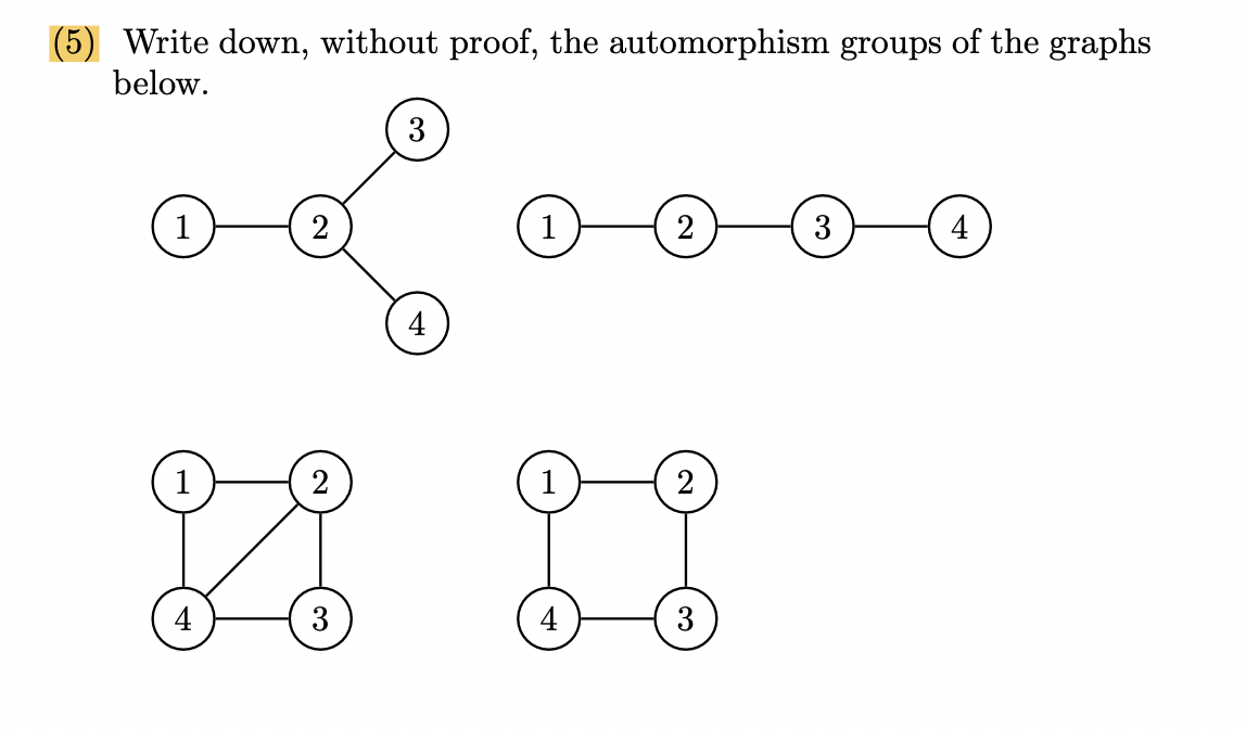 Solved (5) Write down, without proof, the automorphism | Chegg.com
