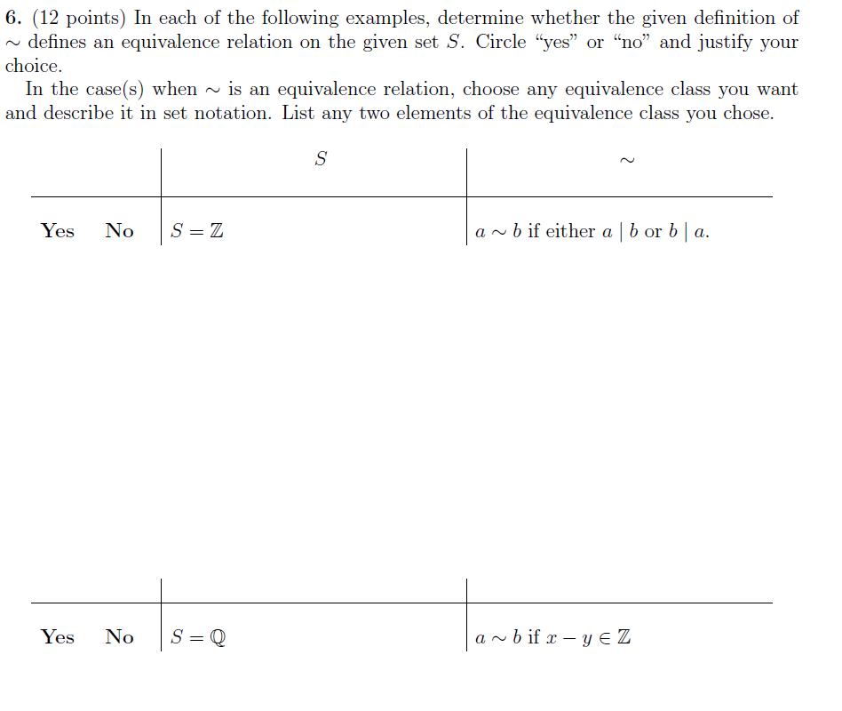 Solved 6. (12 points) In each of the following examples, | Chegg.com