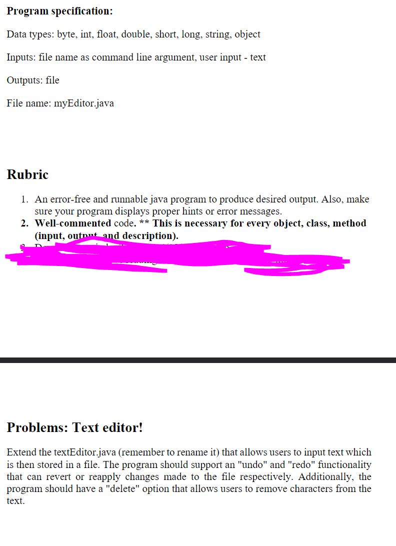 Solved Program specification: Data types: byte, int, float, | Chegg.com Solved Program specification: Data types: byte, int, float, | Chegg.com