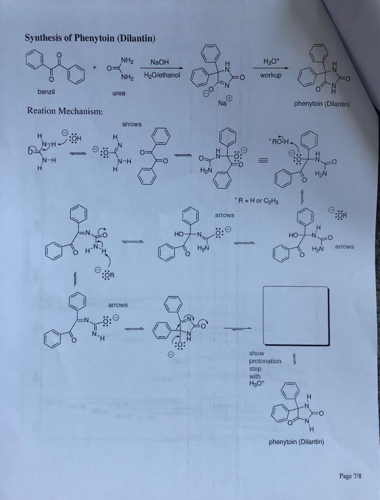Solved Synthesis of Phenytoin (Dilantin) H30+ NH2 NaOH 03 | Chegg.com