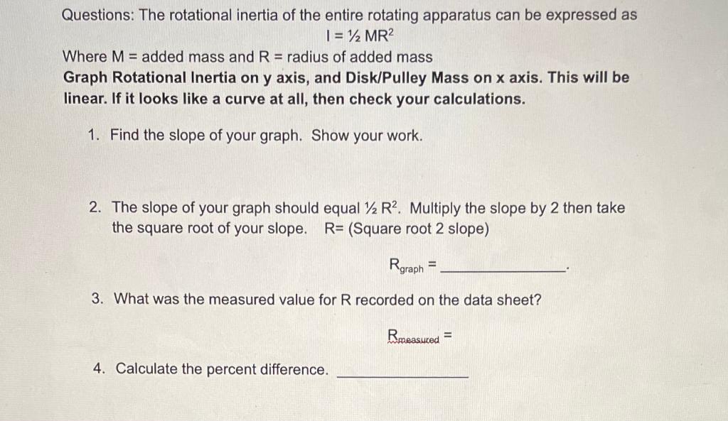 Solved Purpose: to measure the rotational inertia of a | Chegg.com