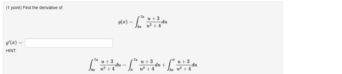 Solved (1 ﻿point) ﻿Find the derivative | Chegg.com