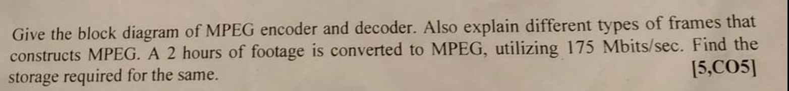 Solved Give the block diagram of MPEG encoder and decoder. | Chegg.com
