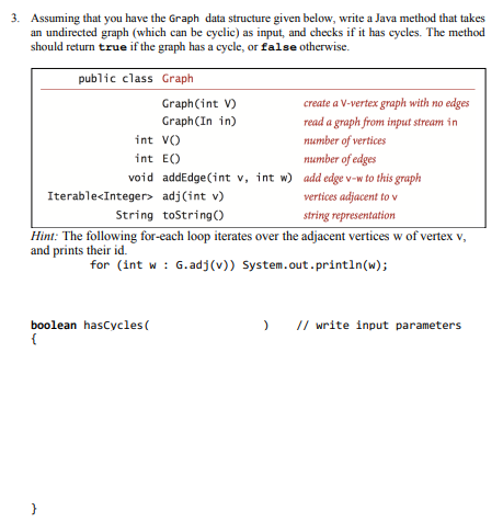 Solved Assuming that you have the Graph data structure given | Chegg.com