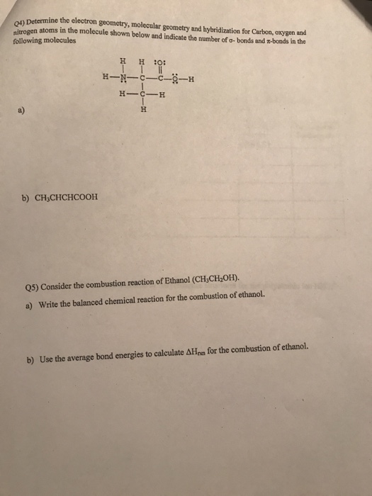 Solved Determine the electron geometry, molecular geometry | Chegg.com