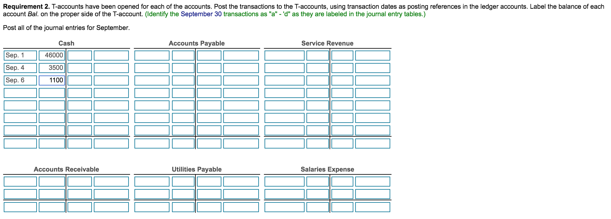 Solved Requirement 2. T-accounts have been opened for each | Chegg.com