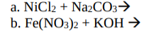 Solved a. NiCl2 + Na2CO3→ b. Fe(NO3)2 + KOH → | Chegg.com