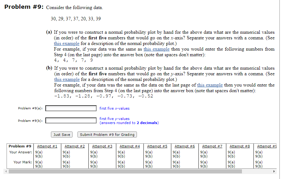 Solved Problem #9: Consider the following data. 30, 29, 37, | Chegg.com
