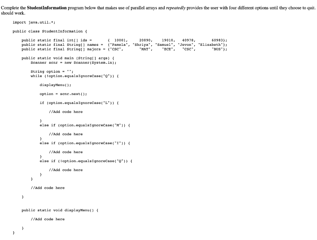 Solved Complete the Student Information program below that | Chegg.com