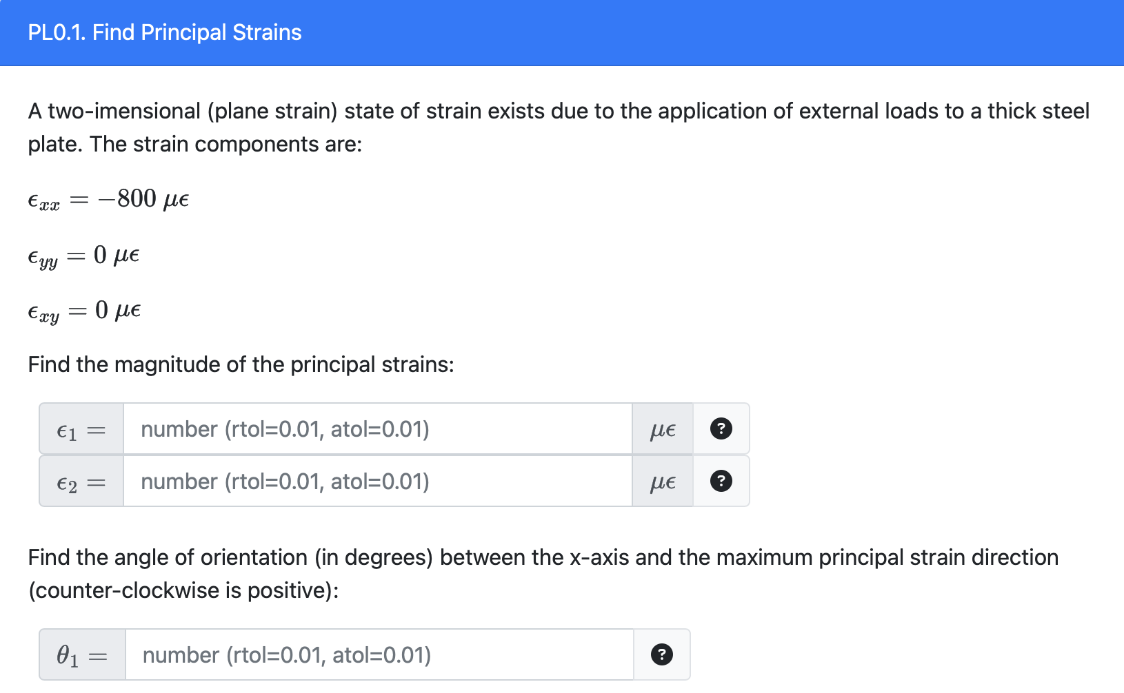 Solved A two-imensional (plane strain) ﻿state of strain | Chegg.com