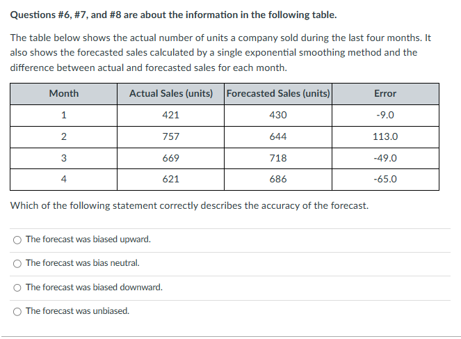 Solved Questions \#6, \#7, and \#8 are about the information | Chegg.com