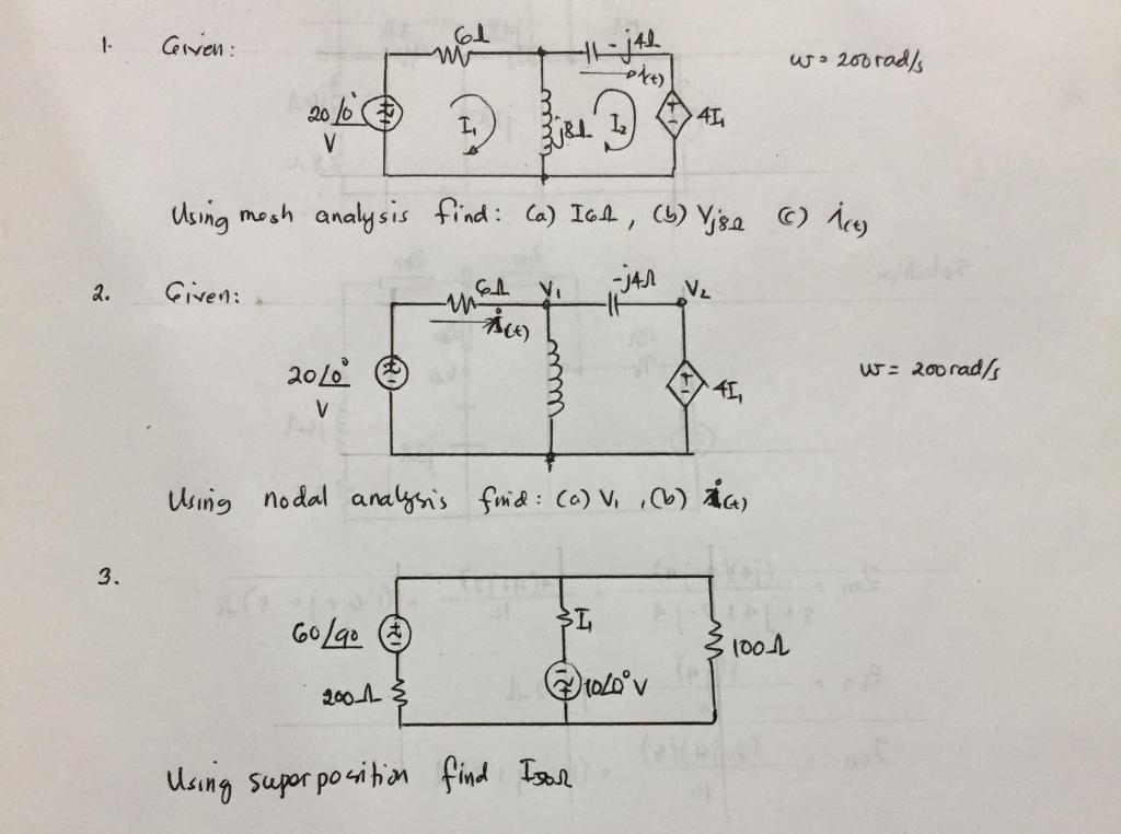 Solved Using mesh analysis, nodal analysis, and | Chegg.com