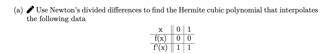 Solved Use Newton's divided differences to find the Hermite | Chegg.com