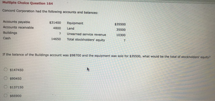 Solved Multiple Choice Question 164 Concord Corporation had | Chegg.com Solved Multiple Choice Question 164 Concord Corporation had | Chegg.com