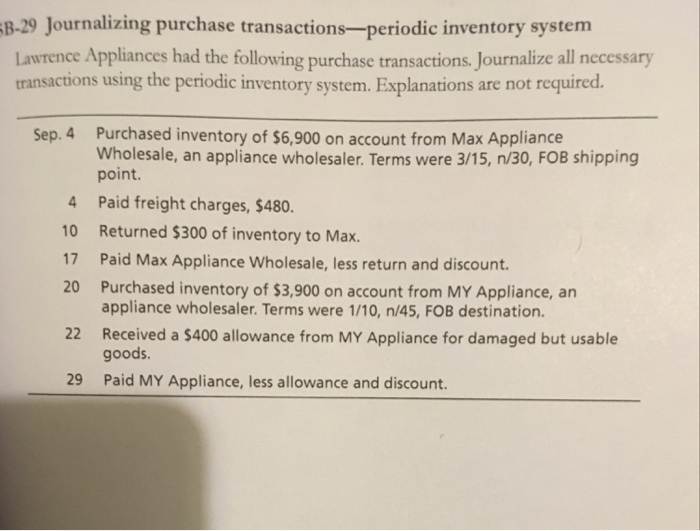 Solved B-29 Journalizing purchase transactions-periodic | Chegg.com